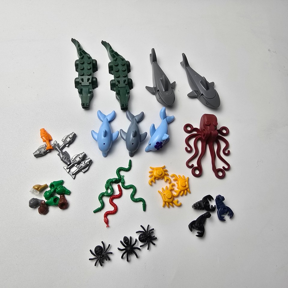 LEGO Animal Figure Bundle Octopus Dolphin Croc Sharks spiders Fish Etc ...