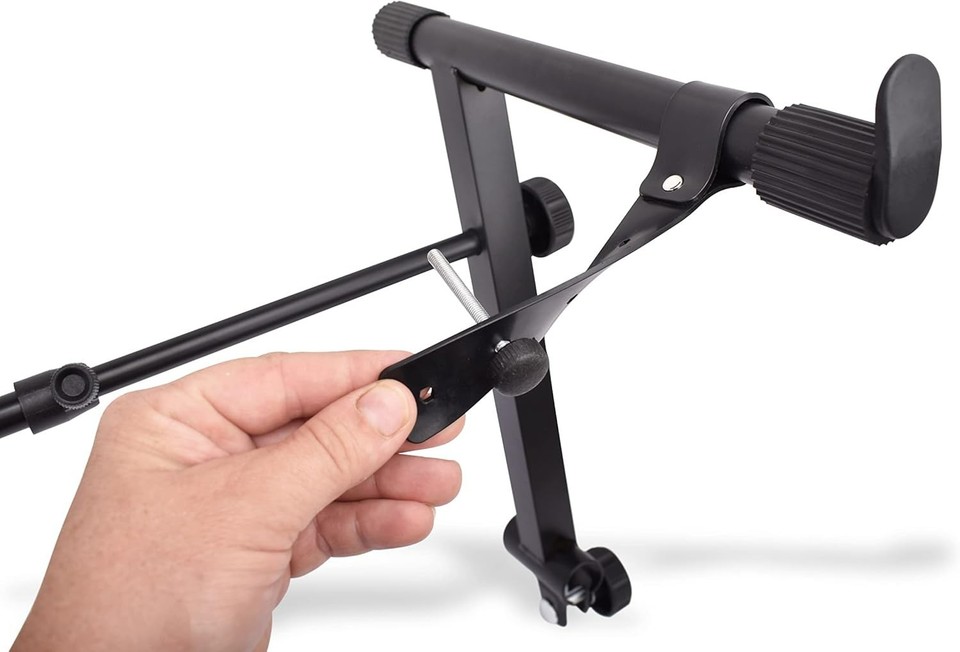 2 Tier Keyboard Stand Adapter X-Style w/ Locking Straps Fits 1" Tube ...