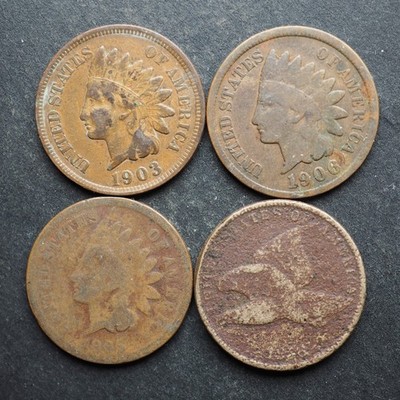 Cull Lot of 1 flying eagle 3 Indian Head Cents - ***FREE SHIPPING ...