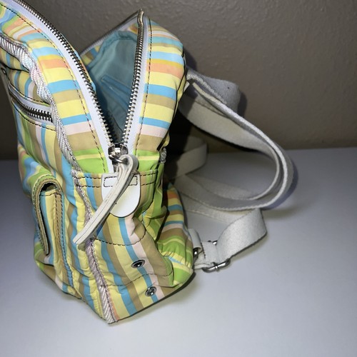 Fossil Striped multicolor canvas backpack Women’s Designer Purse with ...
