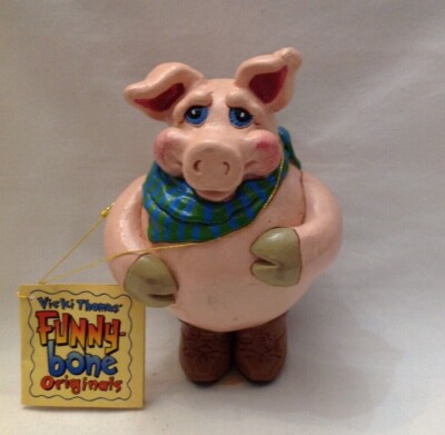Enesco ''Vicki Thomas'' Animal Art Funny Bone '' Pig'' Signed 1999 Hang ...