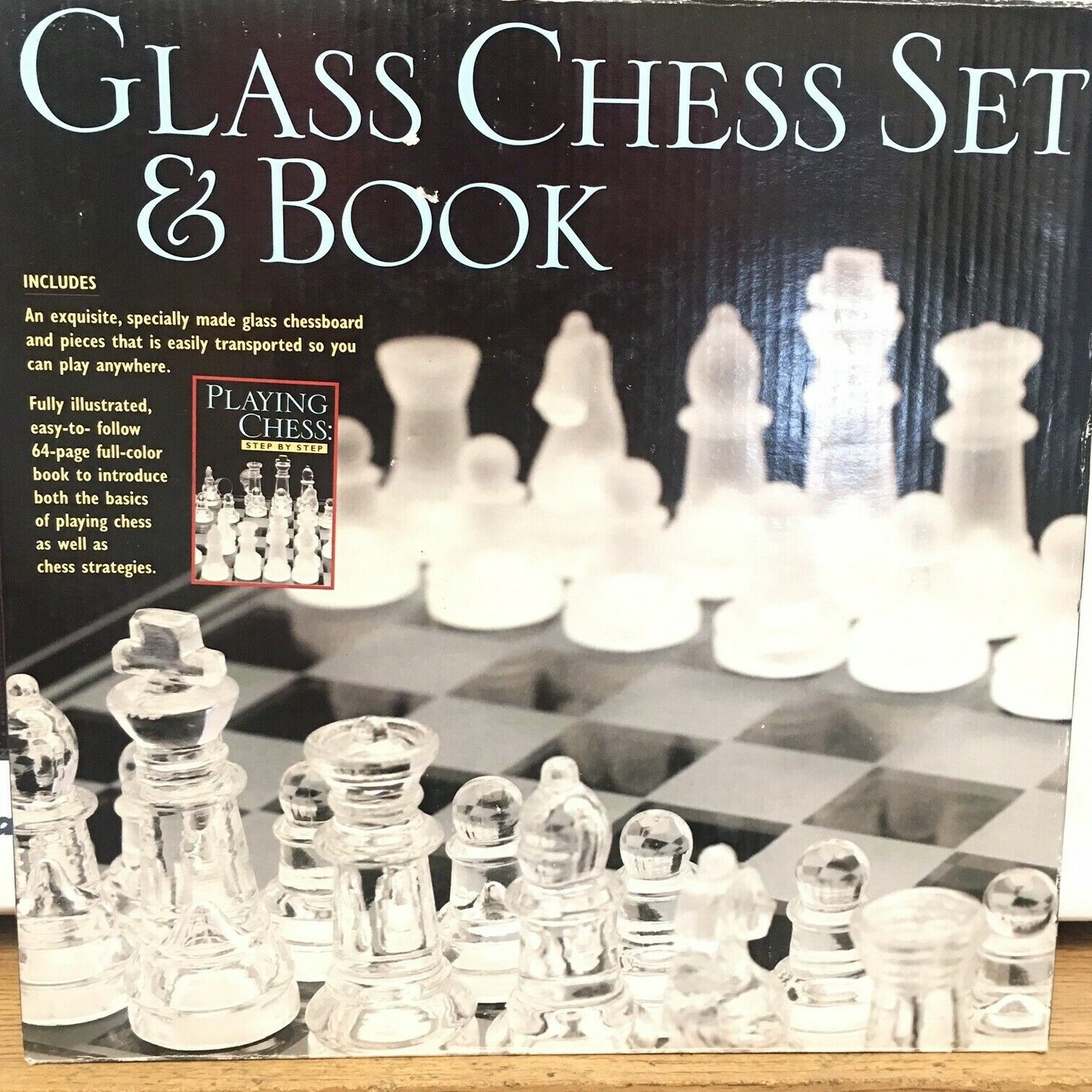Mud Puddle Books Glass Chess Set & Instruction Book Clear Frosted ...