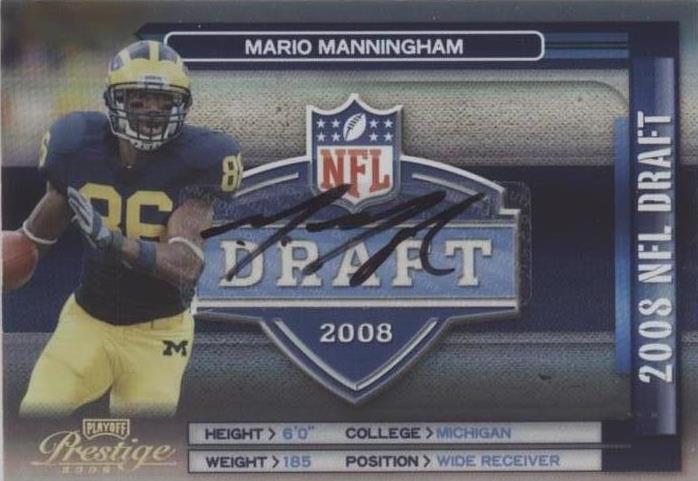 2008 Prestige - Nfl Draft Mario Manningham #NFL-19 Signatures /50 (AU ...