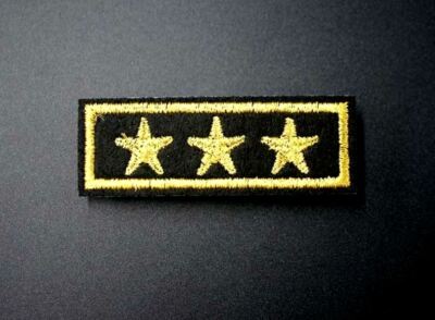3 Star General Military Army Patch Iron On Embroidered Applique Black ...