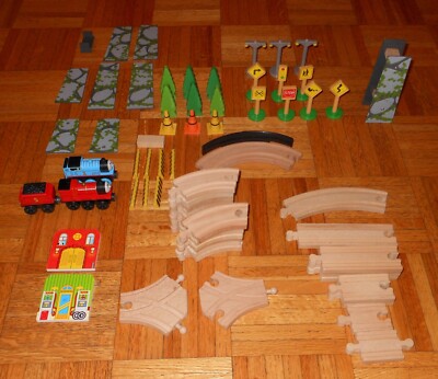 Brio Wood Add-On Set - 60 Pieces Plus Thomas and James Trains & Two ...