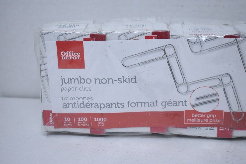 10 Pack Office Depot Brand Jumbo Non-Skid Paper Clips 1000 Total Paper ...