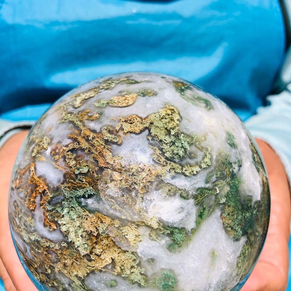 6.88LB 2Pcs Natural Aquatic Plants Agate Sphere water grass Moss agate ...