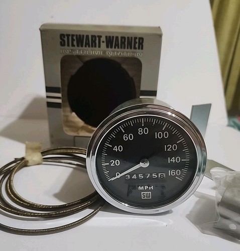 Stewart Warner 0-160 MPH Speedometer Deluxe Series D-550-BP USED IN BOX ...
