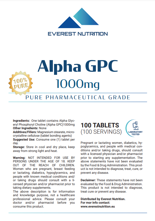 Alpha GPC 1000mg Tablets – Brain Health, Focus, Memory & Nervous System ...