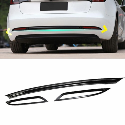 For Tesla Model 3 2017-23 Gloss Black Rear Bumper Moulding Cover ...