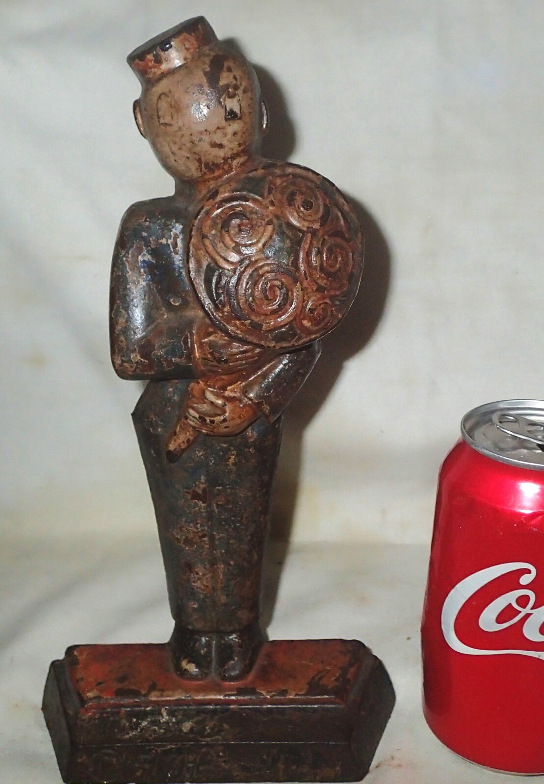 ANTIQUE ART DECO HUBLEY TOY CO. # 249 FISH MESSENGER BOY CAST IRON ...