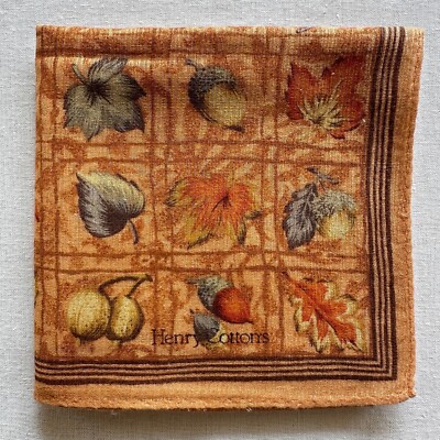 Vintage Handkerchief Walnut Tree Leaf Walnut Nuts Autumn Brown Cotton ...