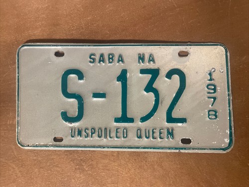1978 Saba NA Netherlands Antilles License Plate # S-132 Unspoiled Queen ...