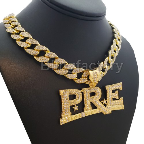 Gold Plated Alloy Young Dolph PRE & 18" Iced Cubic Zirconia Cuban Chain ...