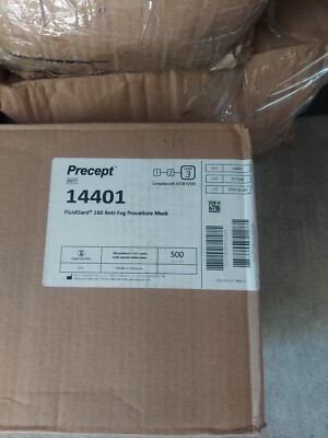 Box Of 500 Precept FluidGard 160 Anti-Fog Procedure MASK Level 3 14401 ...
