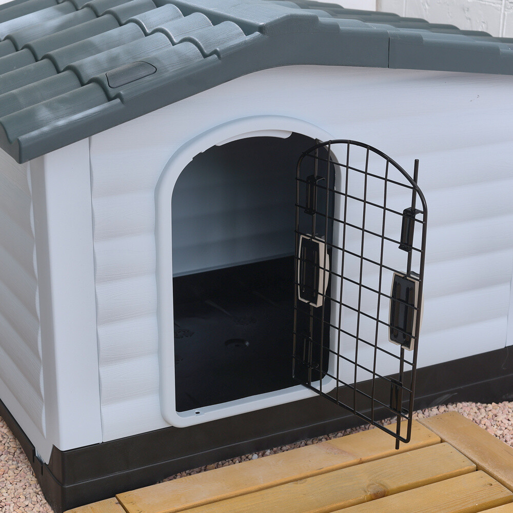 Weatherproof Pet House Plastic Dog Kennel Indoor Outdoor Animal Shelter ...
