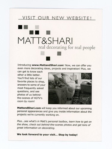 Matt Fox & Shari Hiller Signed Brochure/Photograph–from HGTV “Room by ...