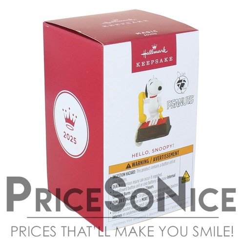Hallmark Keepsake 2025 Peanuts 75th Anniversary Hello, Snoopy! Ornament ...