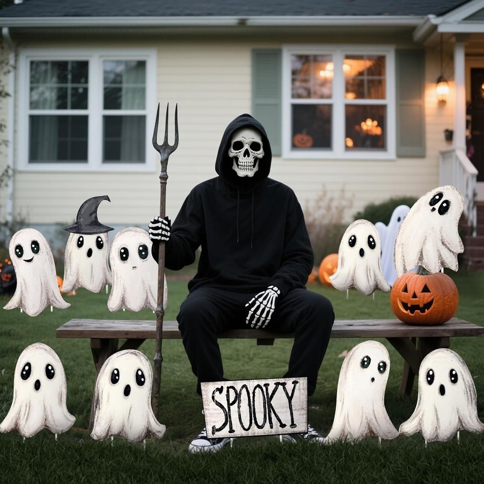 10Pcs Halloween Spooky Ghosts Tree Picks, Cute Ornaments Decorations ...