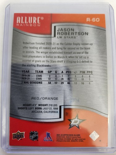 Jason Robertson - Color Flow Red/Orange #R-60 - 2021-22 Upper Deck ...