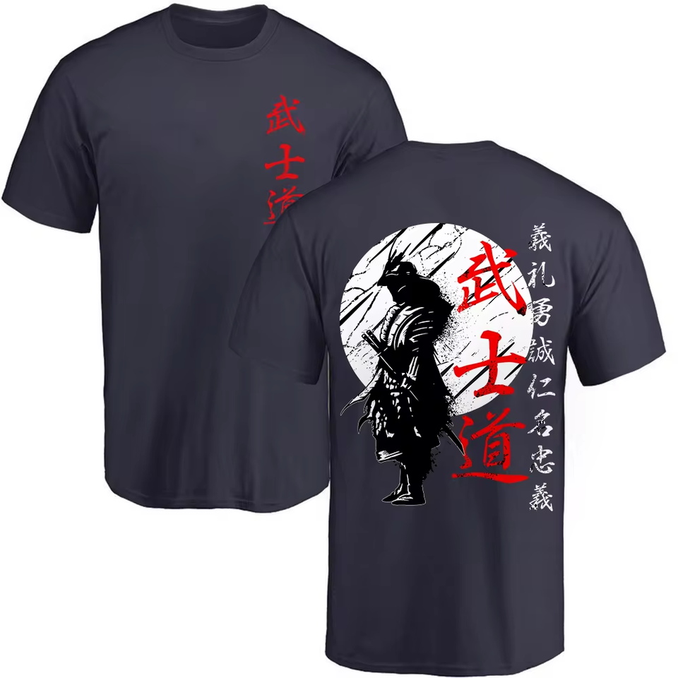Japan Samurai Spirit T Shirts for Men Japanese Style Back Print Loose ...