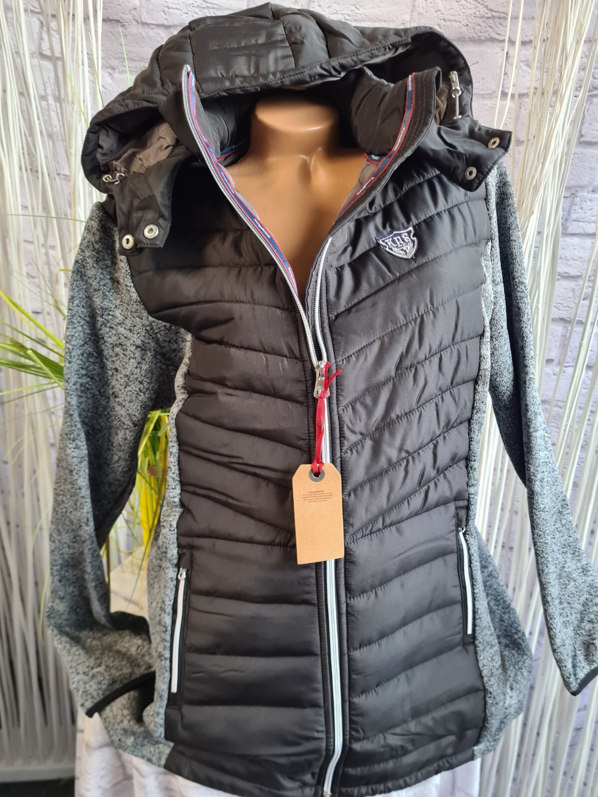 Kangaroos Jacke Parka Stepp Softshell schwarz 36 bis 50 meliert Kapuze ...