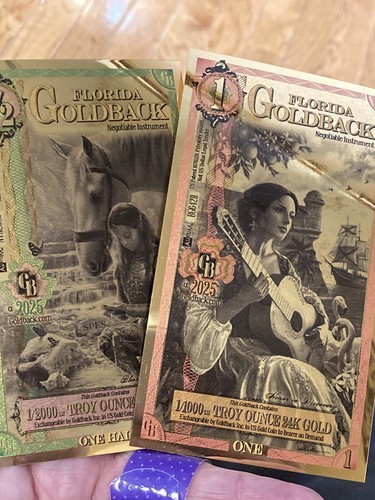 NEW Florida GOLDBACKS 1 & 1/2 Just Created 2 Bills FL | eBay