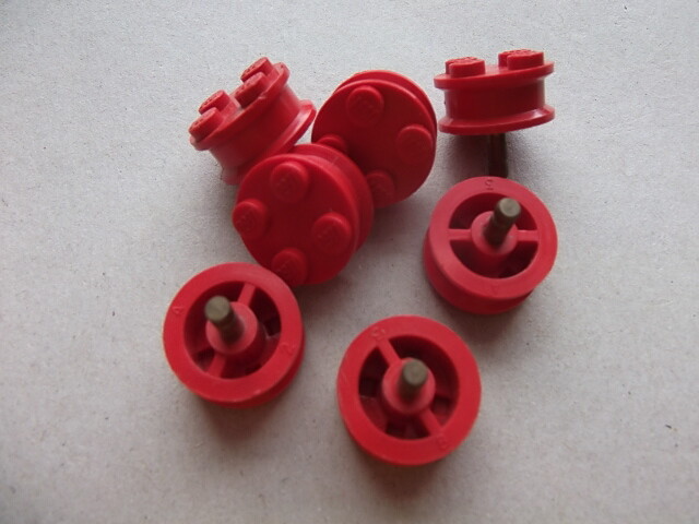 Lego Wheel Vintage 2x2 With 4 Studs and Metal Pole 7039 - Red X8 for ...