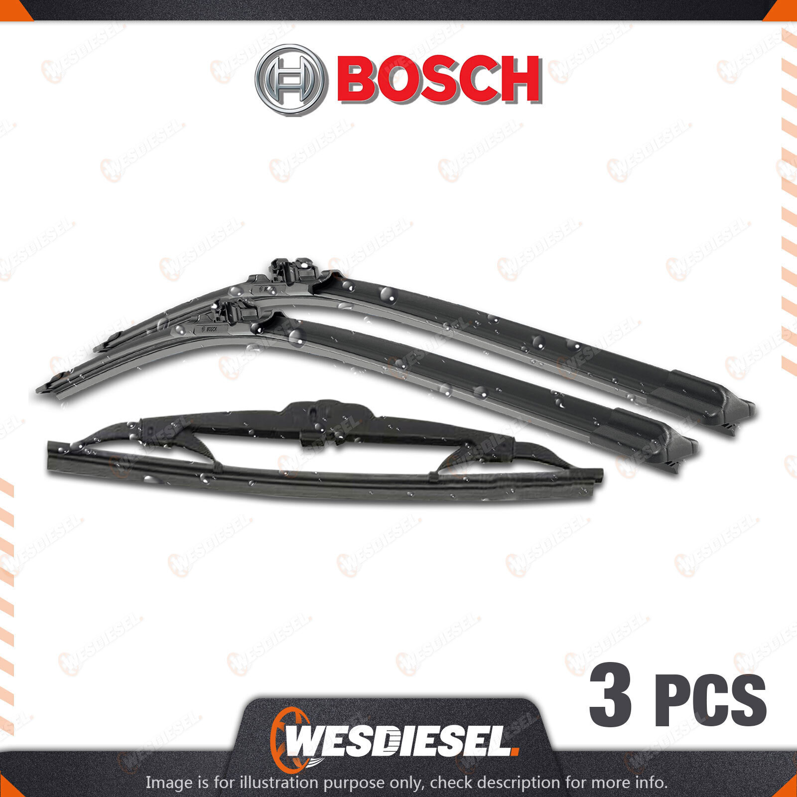 Bosch Front + Rear Wiper Blade Set fits Suzuki Baleno Hatchback EG 1995 ...