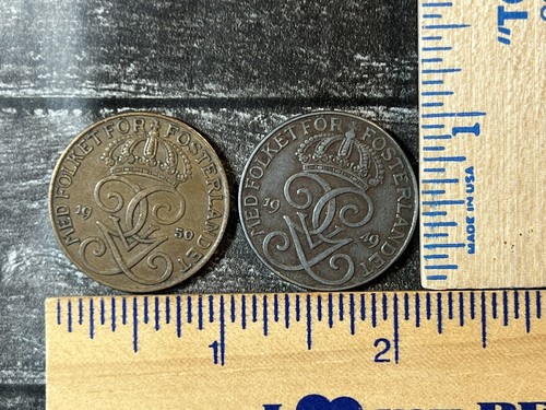 Sweden 5 Fem Ore Coin Lot Med Folket For Fosterlandet 1950 1949 | eBay