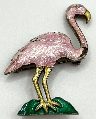 Vintage Enamel Flamingo Pin Florida Tropical Pink | eBay