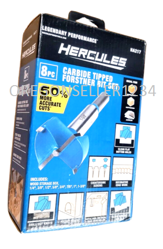 Hercules 1/4 in. - 1-3/8 in. Carbide Tipped Forstner Drill Bit Set with ...