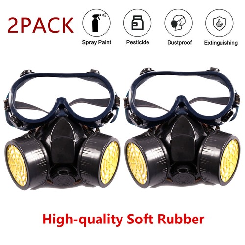 2PCS Respirator Face Mask Safety Chemical Dustproof Filter Military Eye ...