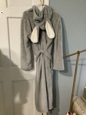 PJ Gray BUNNY RABBIT Eared Plush Hooded Bath Robe~Women M~ Fall/Winter ...
