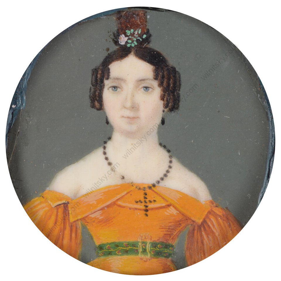 "Portrait of a lady in orange dress", German miniature, 1825/30 | eBay