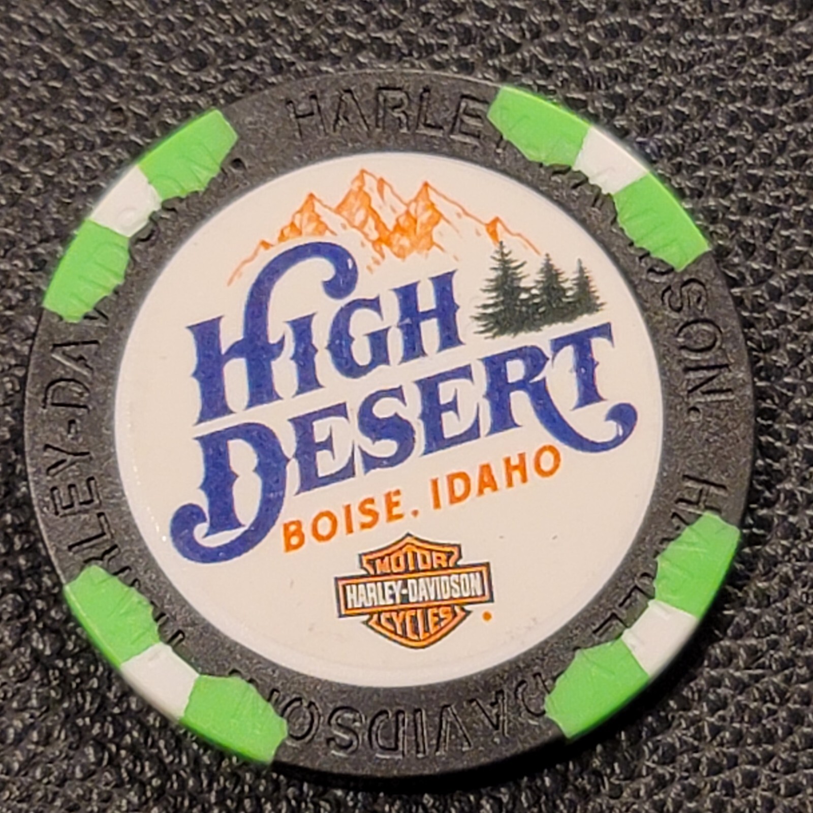 HIGH DESERT HD ~ IDAHO (Black/Green Wide Print - Design 1) Harley Poker ...