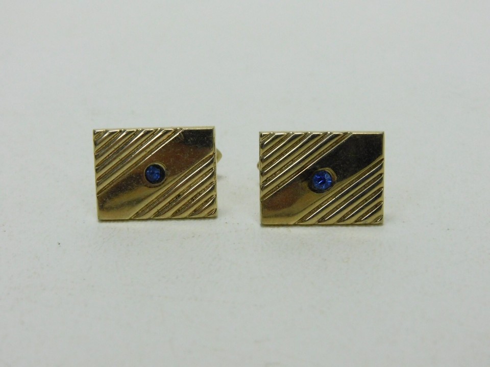 1960's Vintage Swank Cuff Links Gold Tone, Blue Sapphire Formal | eBay