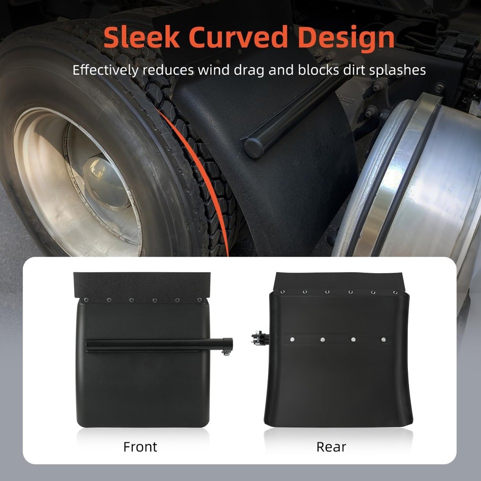 Poly Quarter Fenders for Semi Trucks 24"x24" Mud Flap Hangers Mounting ...