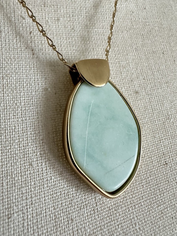 Lucky Brand Reversible Pendant Necklace Gold Tone Green Stone ...