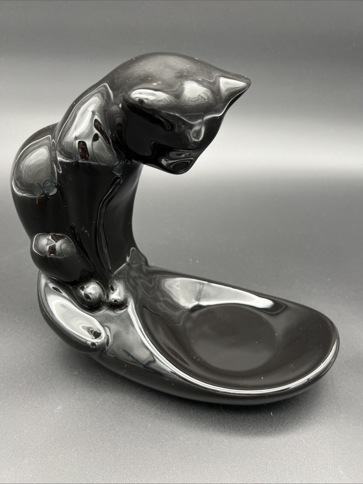 Vintage Royal Haeger Naughty Black Cat Towering Over Fish Bowl | eBay