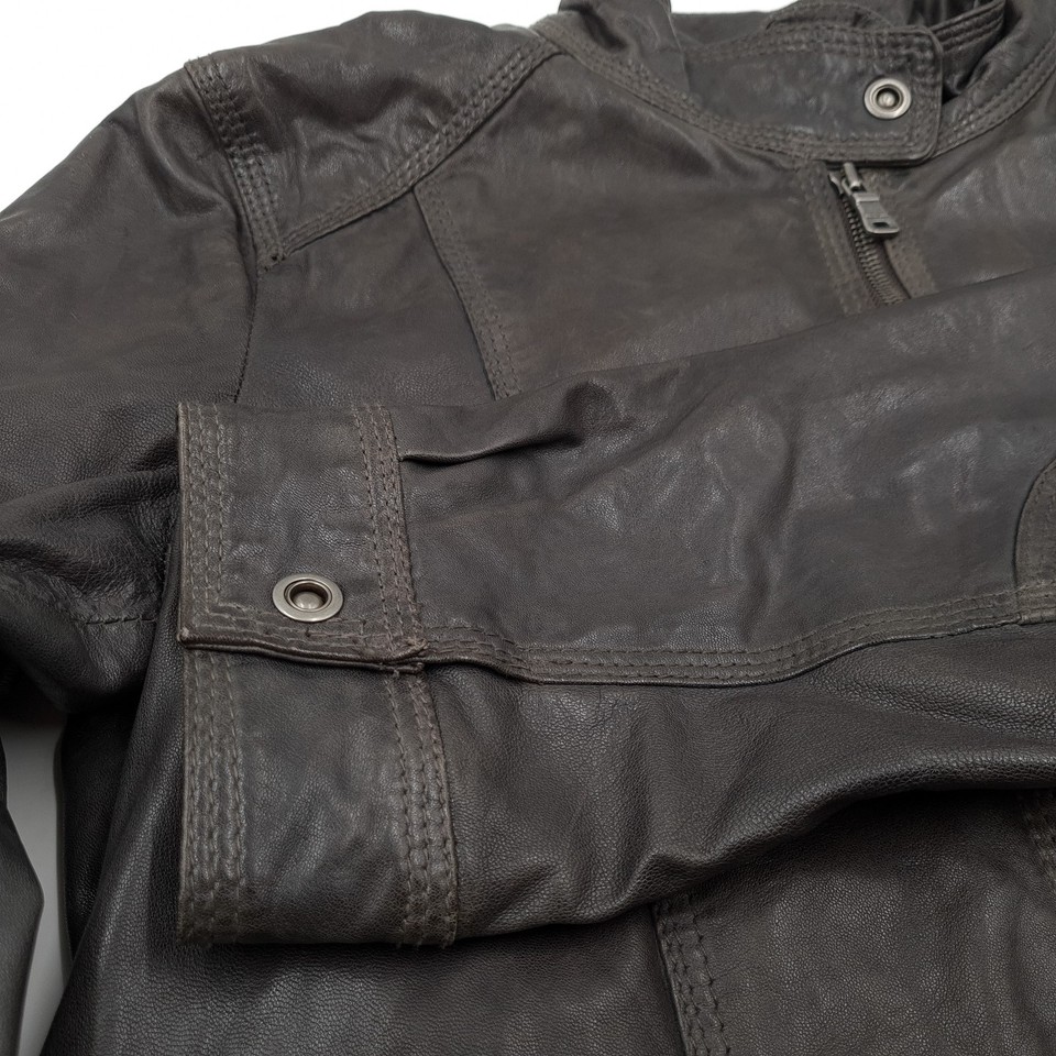 Vintage Milestone Biker Jacket Women Leather Grey Zb5 Size 40 | eBay UK