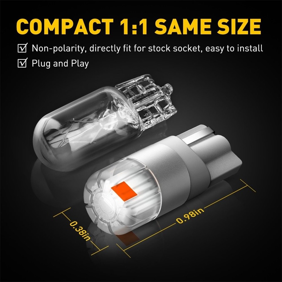 Pure Red T10 168 194 LED Car Dash Side Door Dome Reading Lights 3030 ...