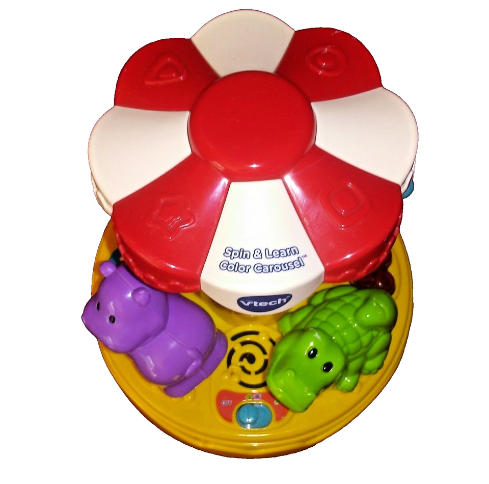 Vtech Spin & Learn Color Carousel Merry-Go-Round Hippo Gator Elephant ...