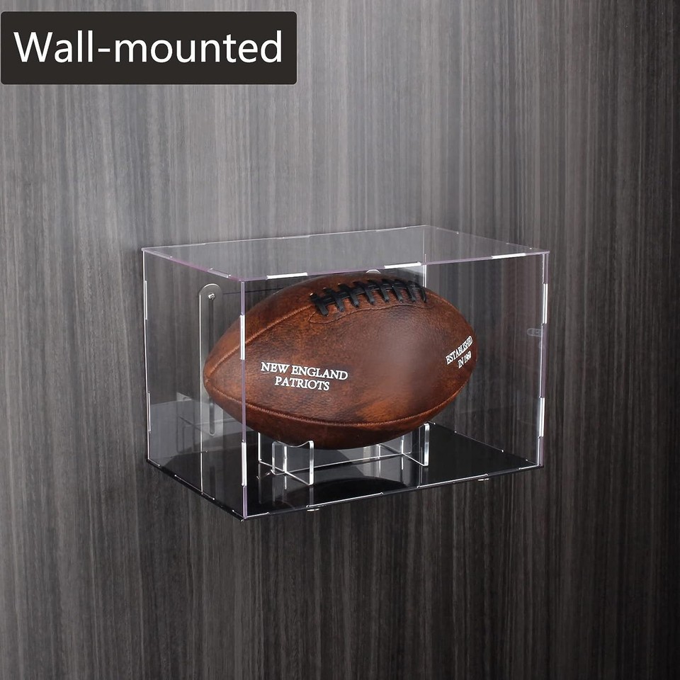 Clear Football Display Box Case with Steel Brackets Hanger Removable ...