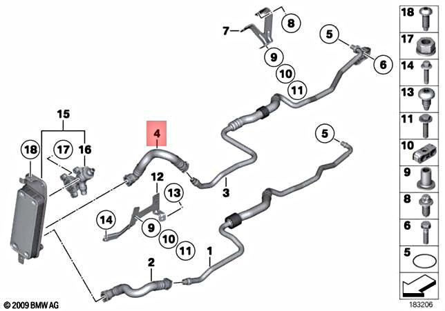 Genuine BMW F01 F01N Heat Exchanger Oil Cooler Pipe Outlet OEM ...