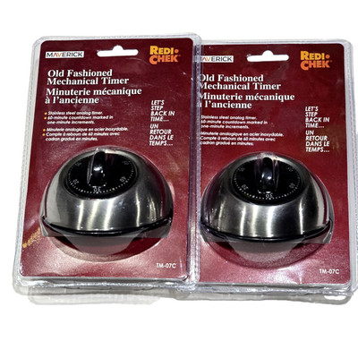 2 Pack Redi Chek Old Fashioned Mechanical Timer Stainless Steel Analog ...