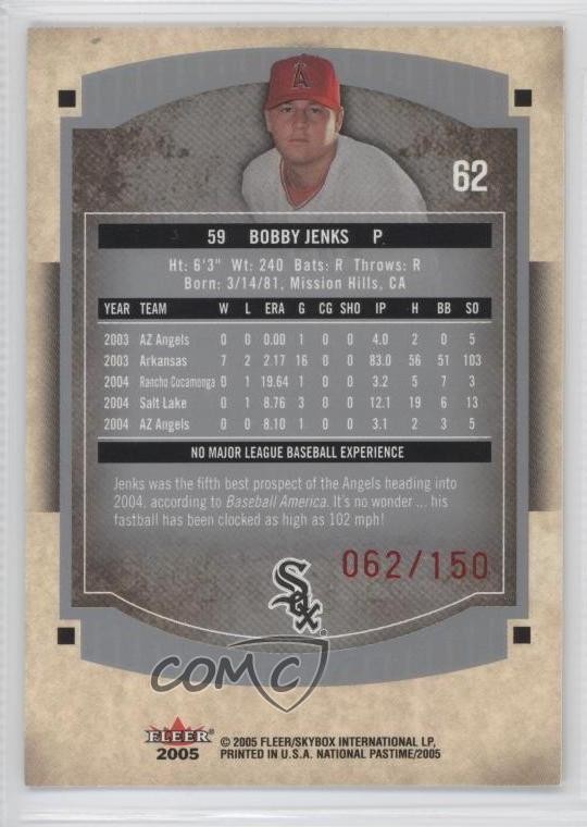 2005 Fleer National Pastime Red 62/150 Bobby Jenks #62 h3a | eBay