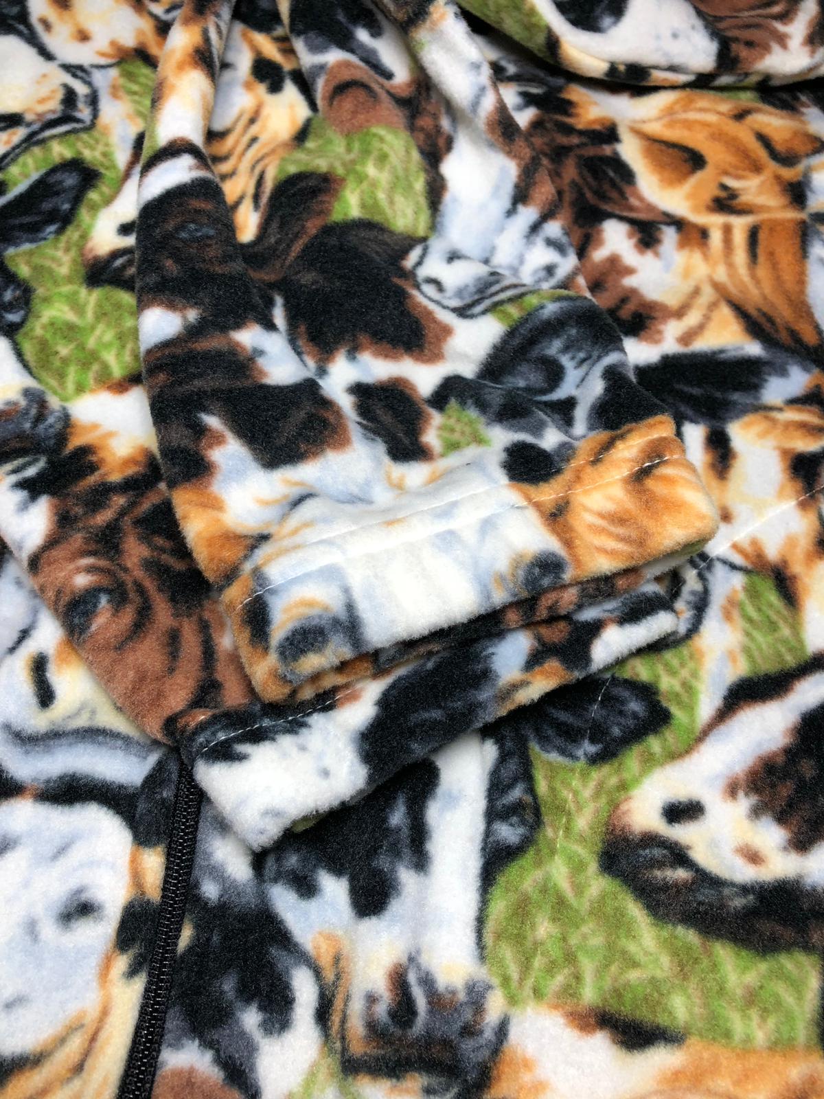 ZooFleece Cow Bull Fleece Sweater Cows Farm Animal White Jacket Winter ...