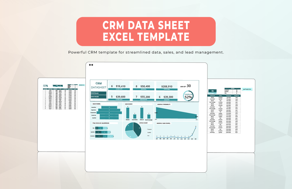CRM Data Sheet Excel Template – Simplify Your Sales & Customer ...