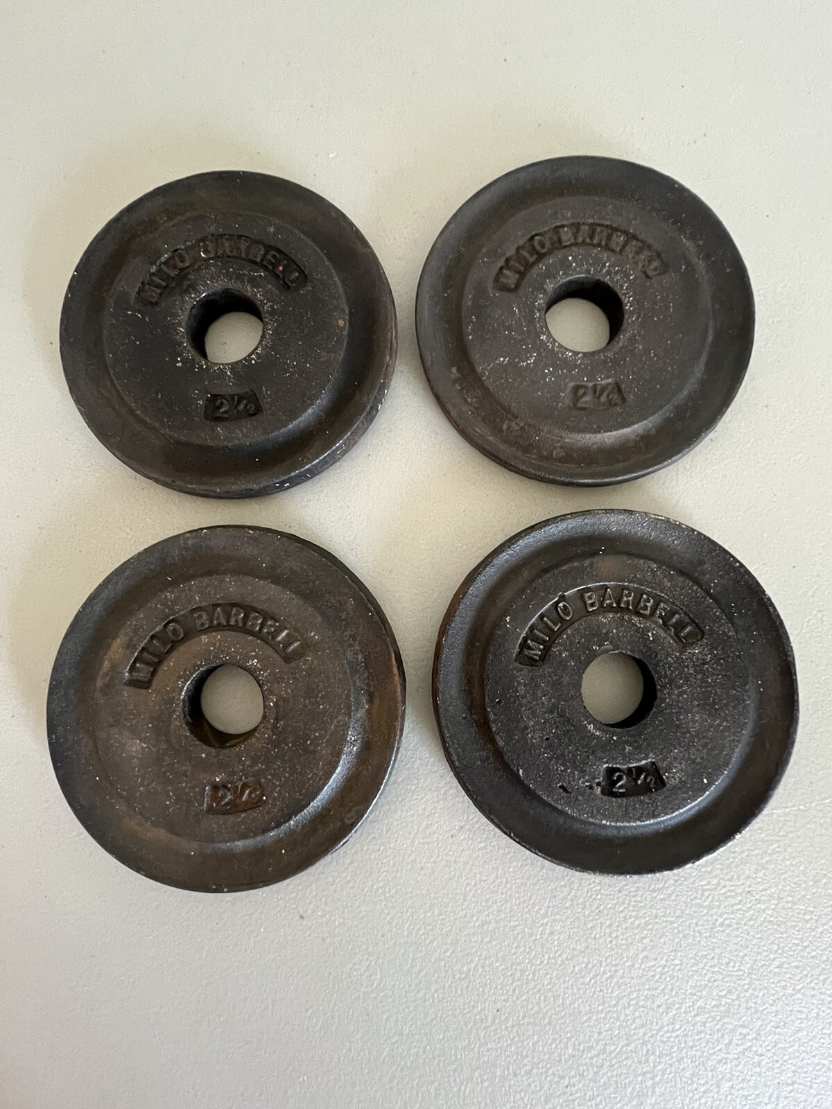 Vintage Milo Barbell Dumbbell Set of 4 X 2.5 lb Weight Plates Lot | eBay